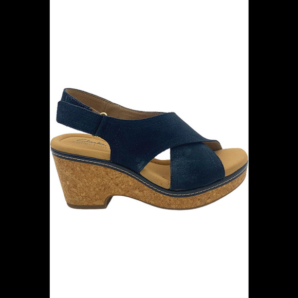 Clarks | Shoes | Clarks Collection Suede Wedge Sandals Giselle Cove ...